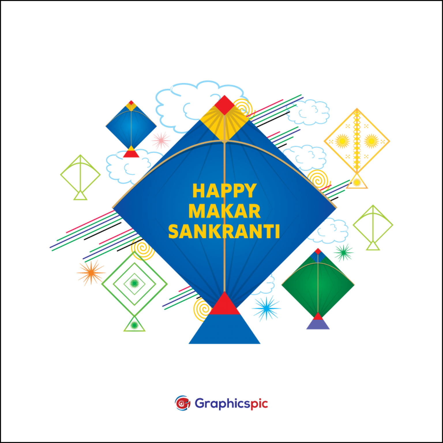 Happy makar sankranti festival post card with colorful kites - free ...