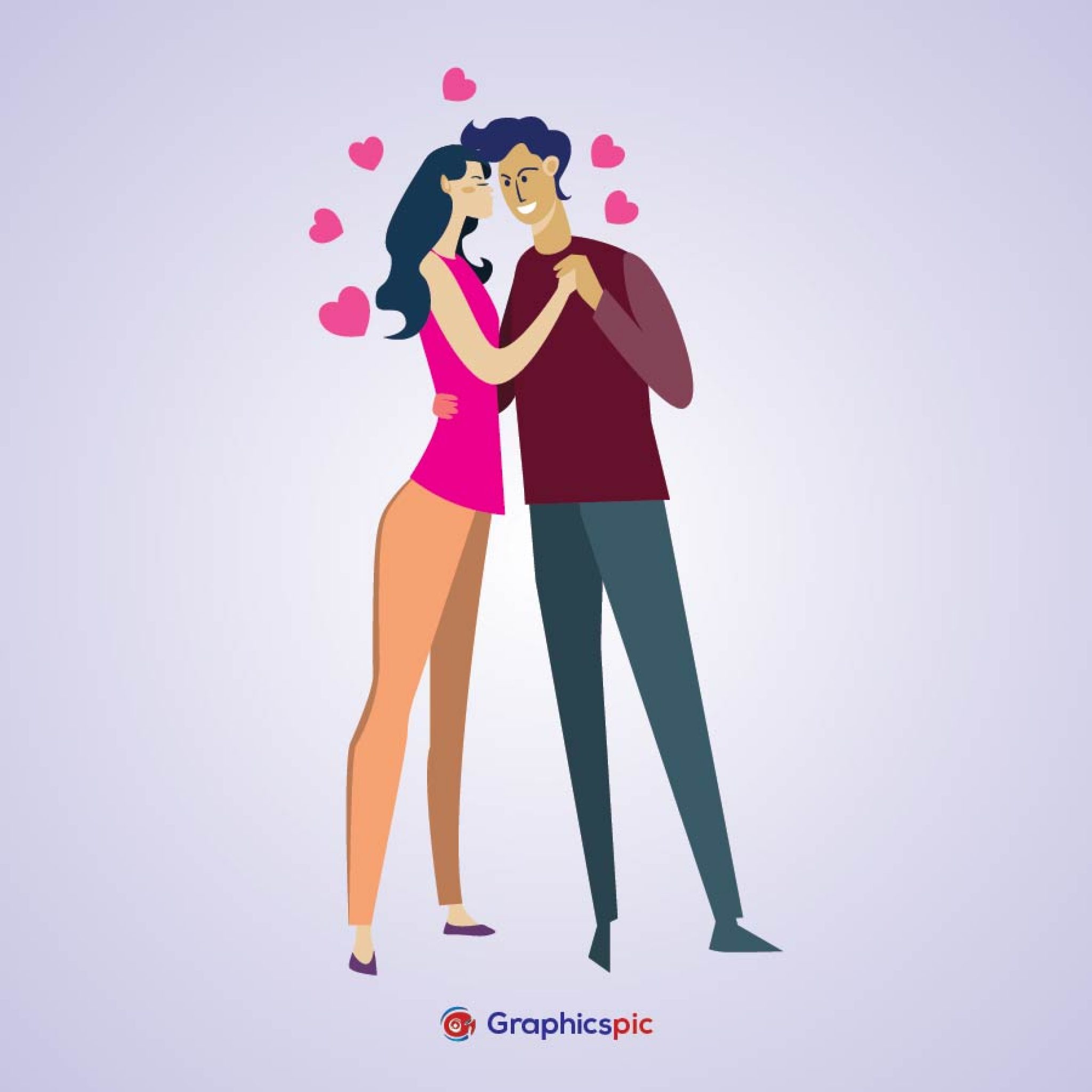 Set of affectionate couples embracing in love vector - free vector ...