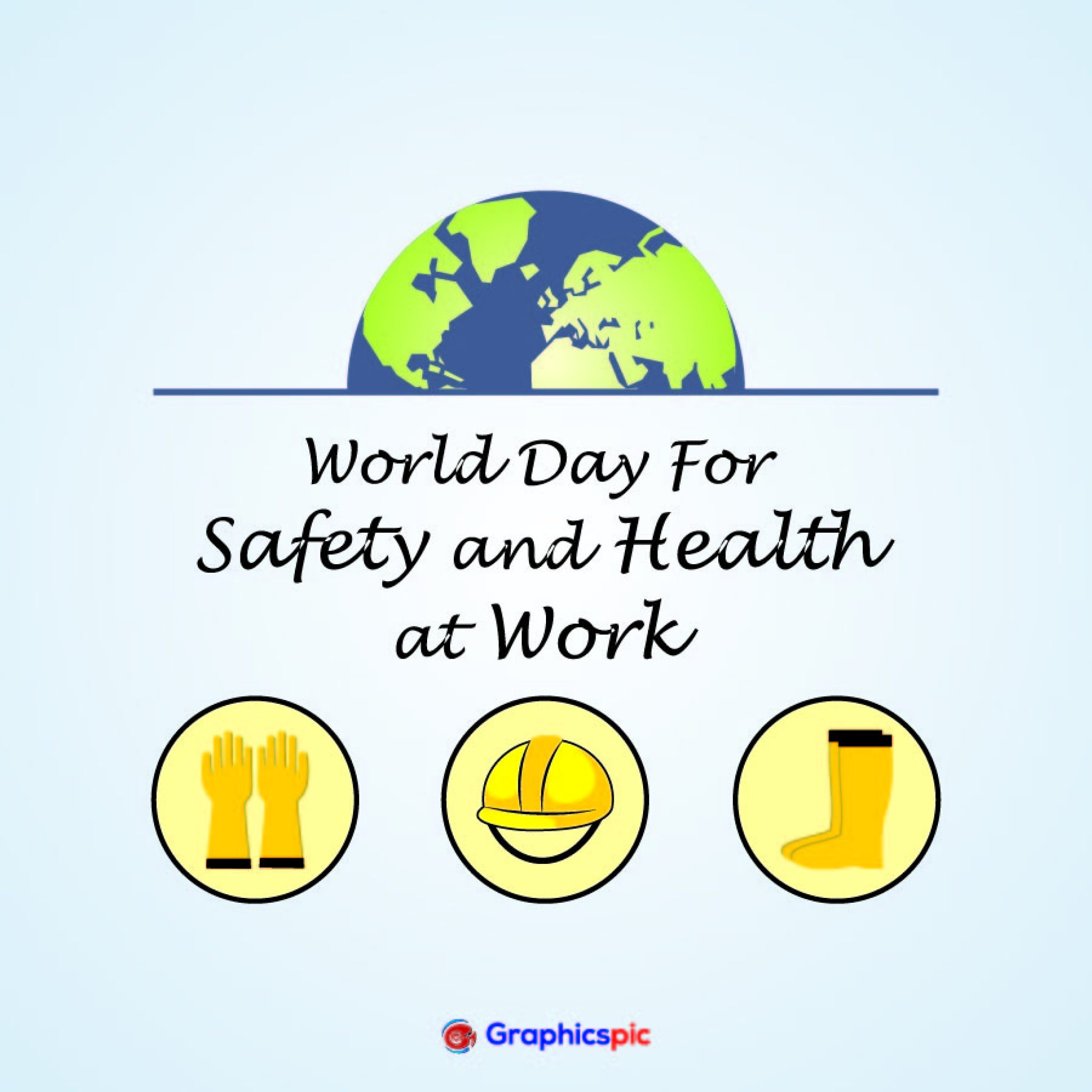 World Day For Safety And Health At Work With With Glob Illustration