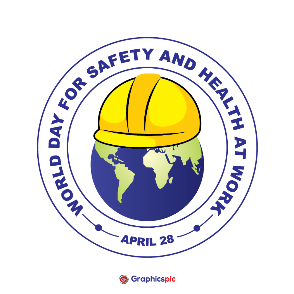 World day for safety and health at work icon with glob & helmet ...