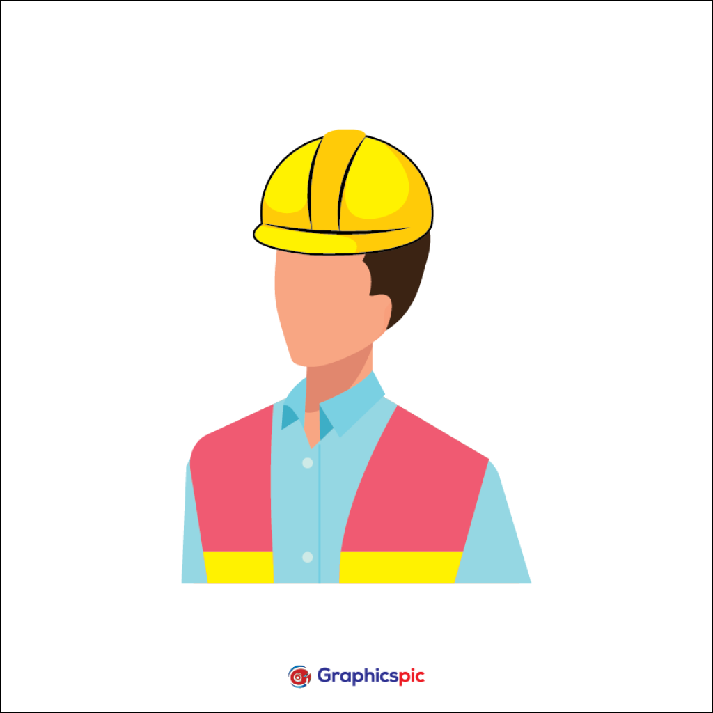 Worker with helmet & uniform illustration icon – free vector - Graphics Pic