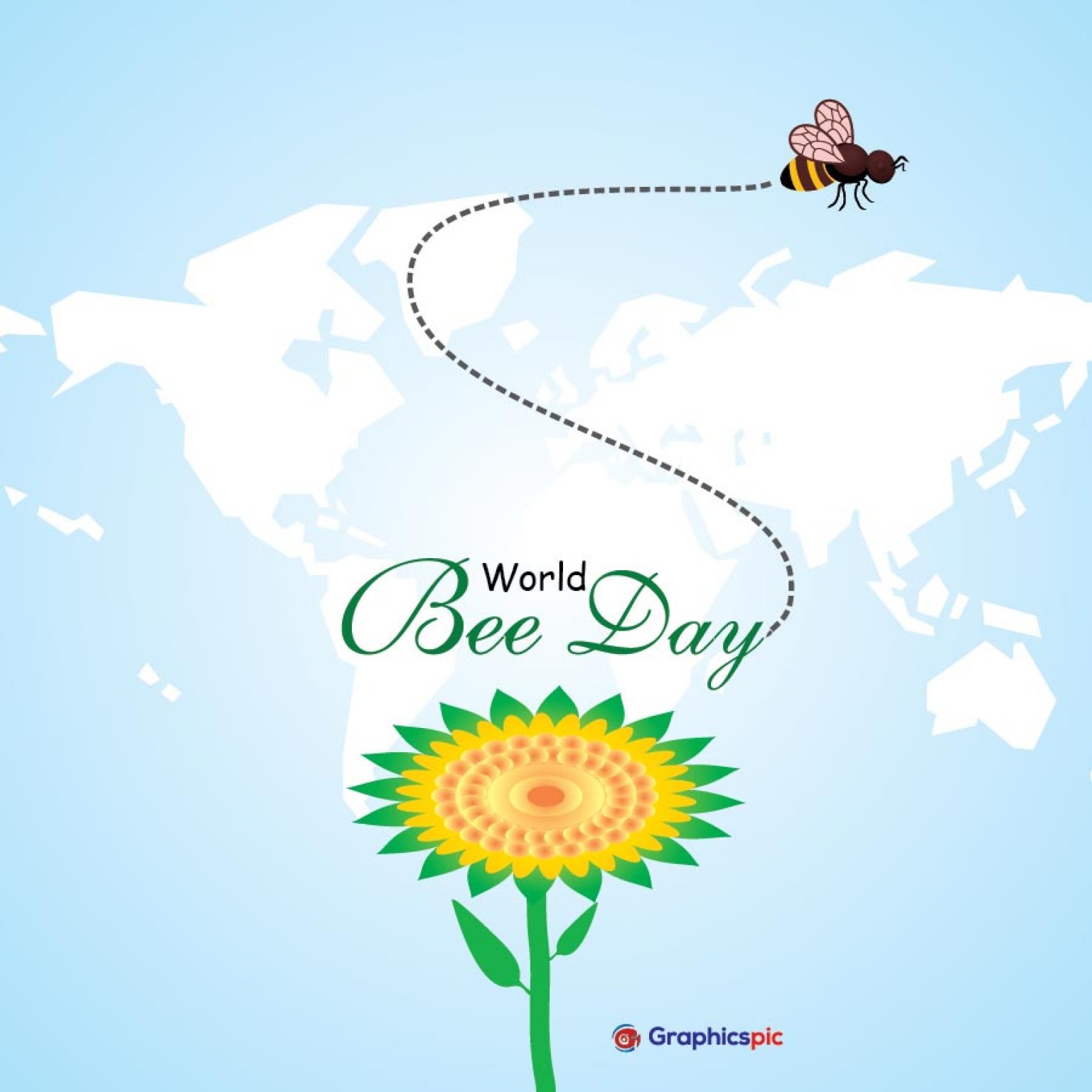 World bee day with world map vector image – free vector - Graphics Pic