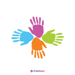 Colorful hands prints stock illustration - free vector - Graphics Pic