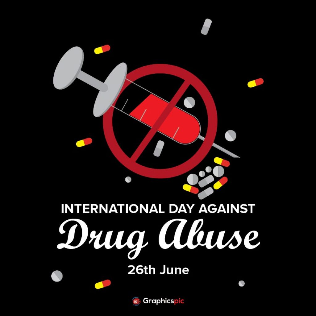 International day against drug abuse 26th June illustration background ...