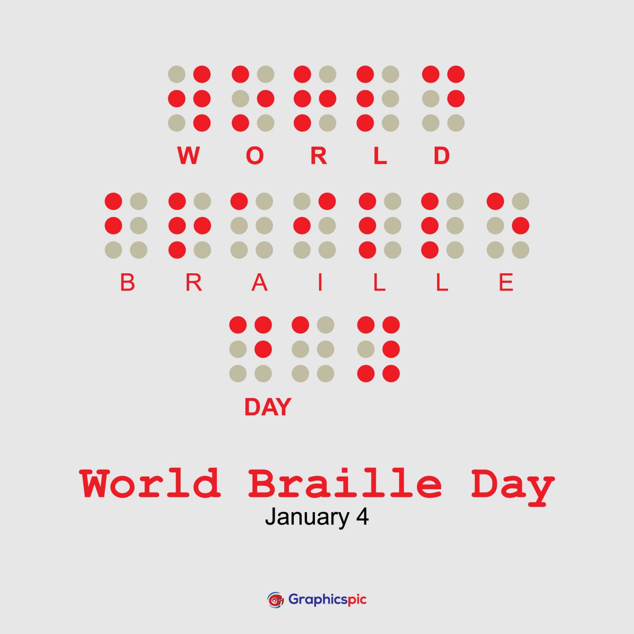 Poster for annual celebration of World Braille Day with text World ...
