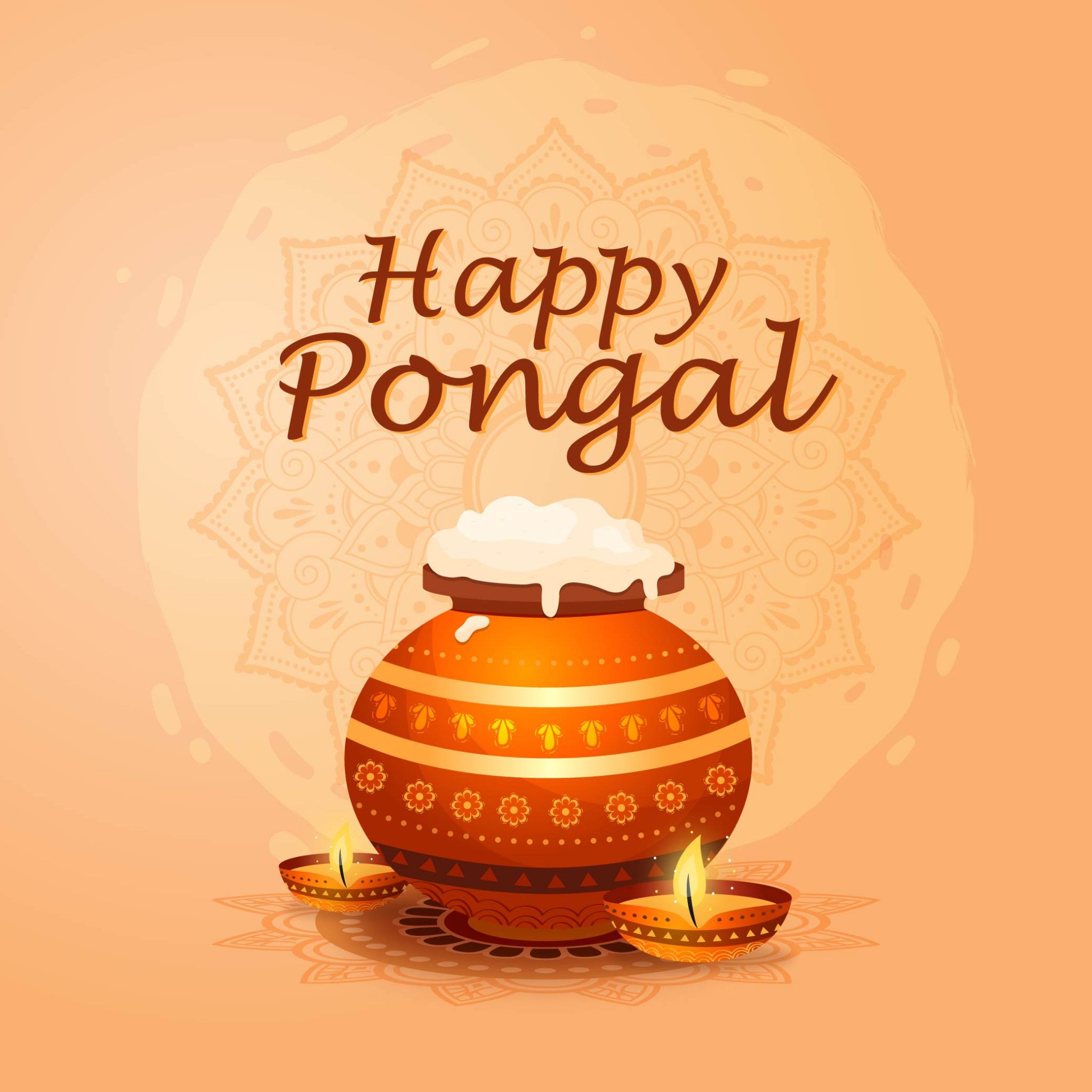 Happy pongal south indian harvesting festival greeting card background ...