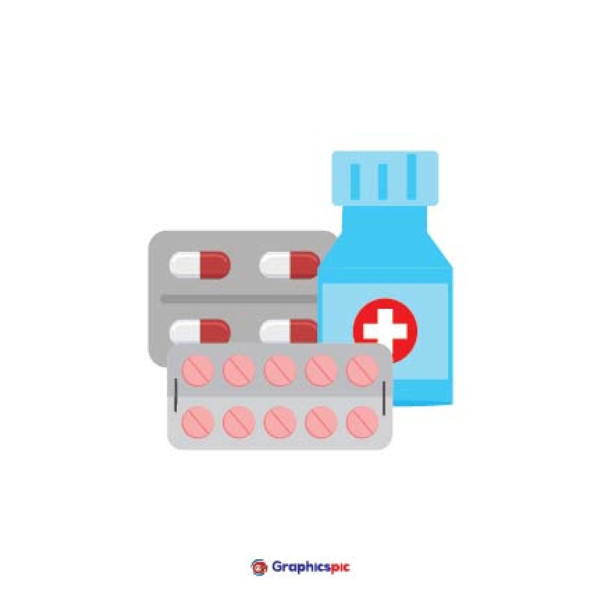 Vector illustration of syrup bottle, drug, medication, medicine ...